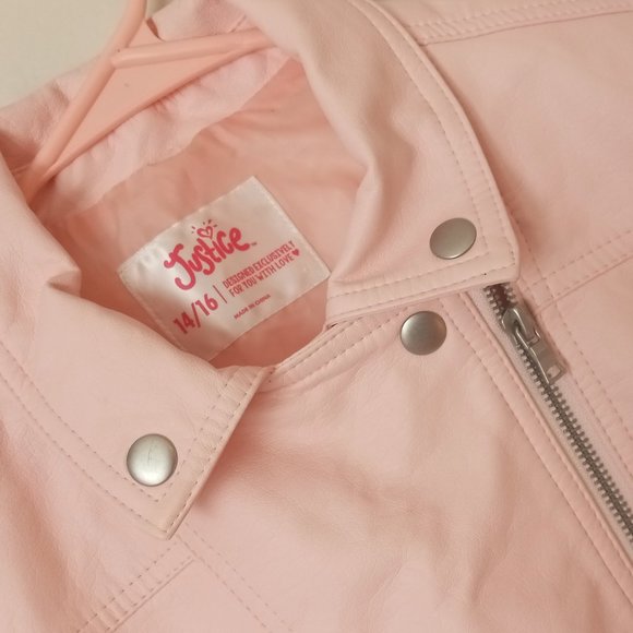 Justice | Jackets & Coats | Baby Pink Pleather Jacket | Poshmark